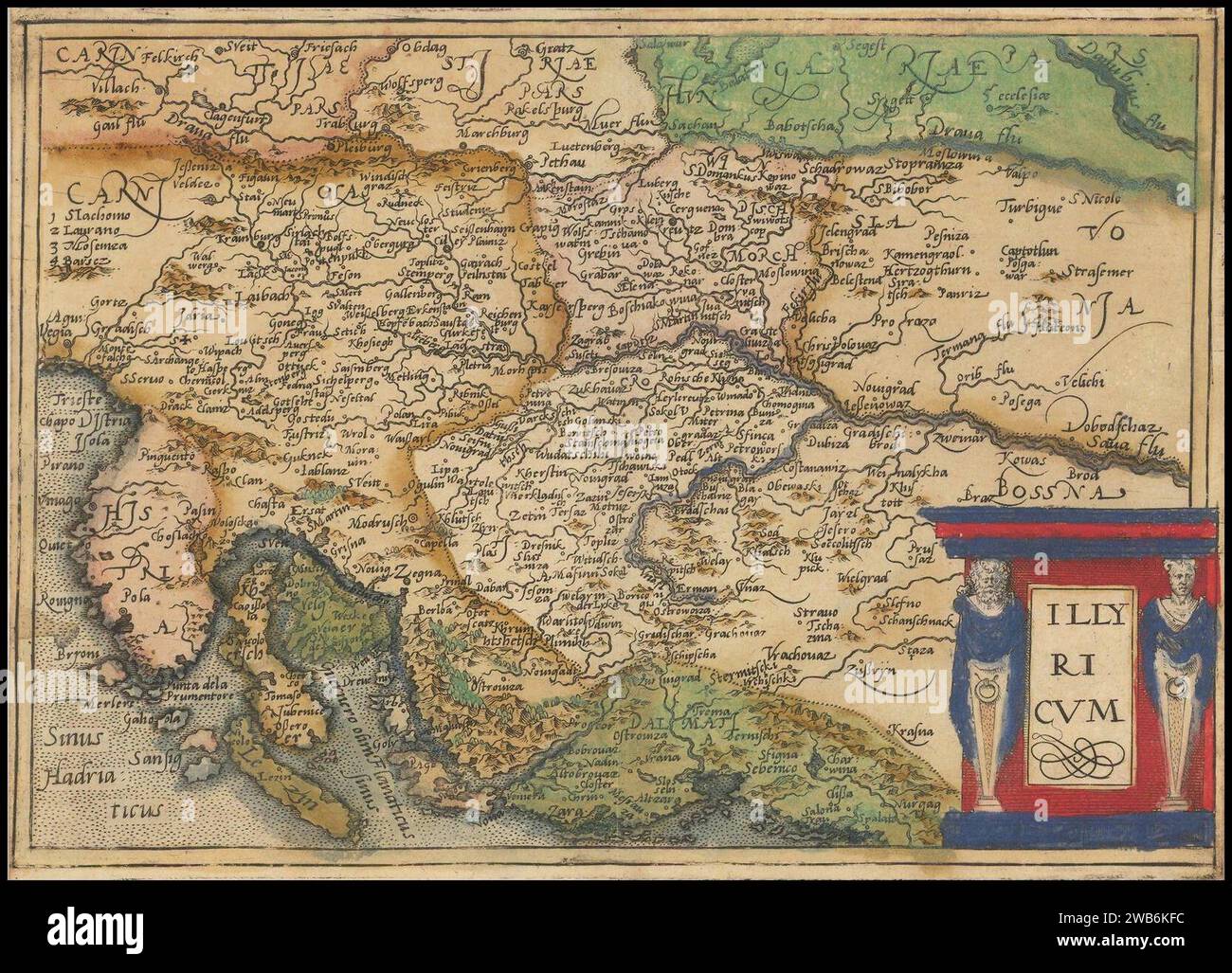 1579 map of the Northern Balkan region of Illyricum by Johannes ...