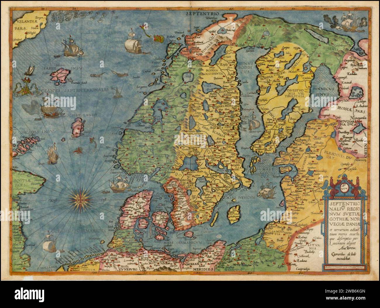 1593 map of Northern Europe by Gerard de Jode Stock Photo - Alamy