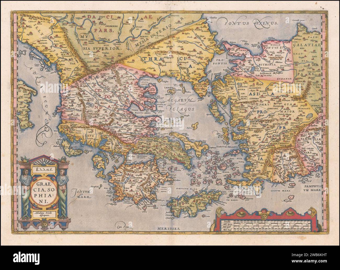 1584 map of Greece and Western Turkey by Abraham Ortelius Stock Photo ...
