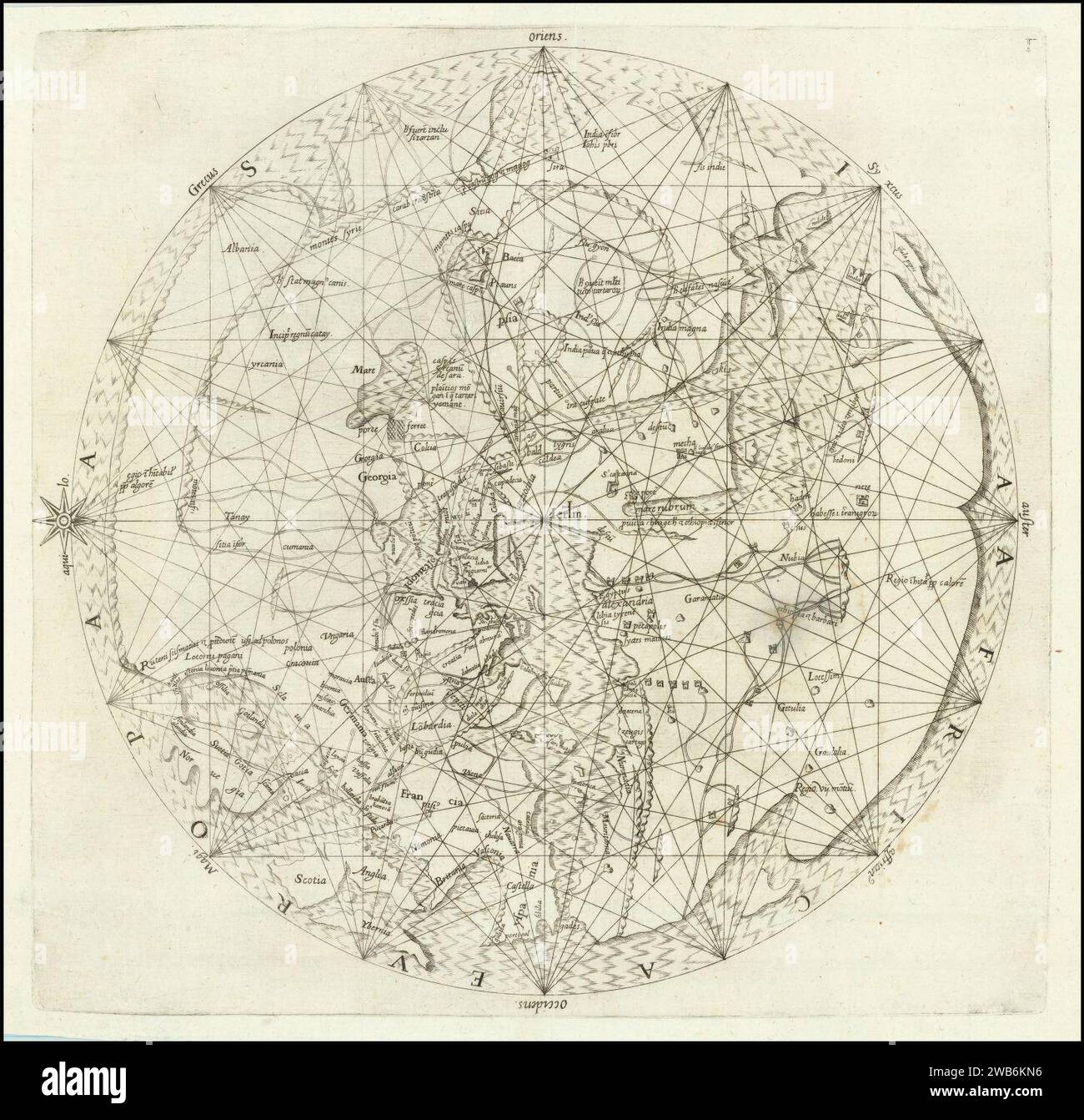 1611 print of the world map of Pietro Vesconte Stock Photo - Alamy