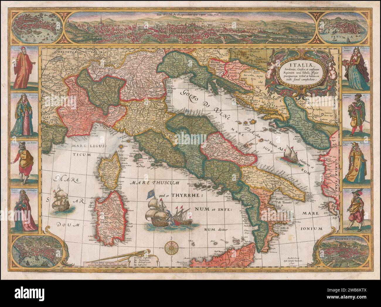 1640 map of Italy by Cornelis II Danckerts Stock Photo - Alamy