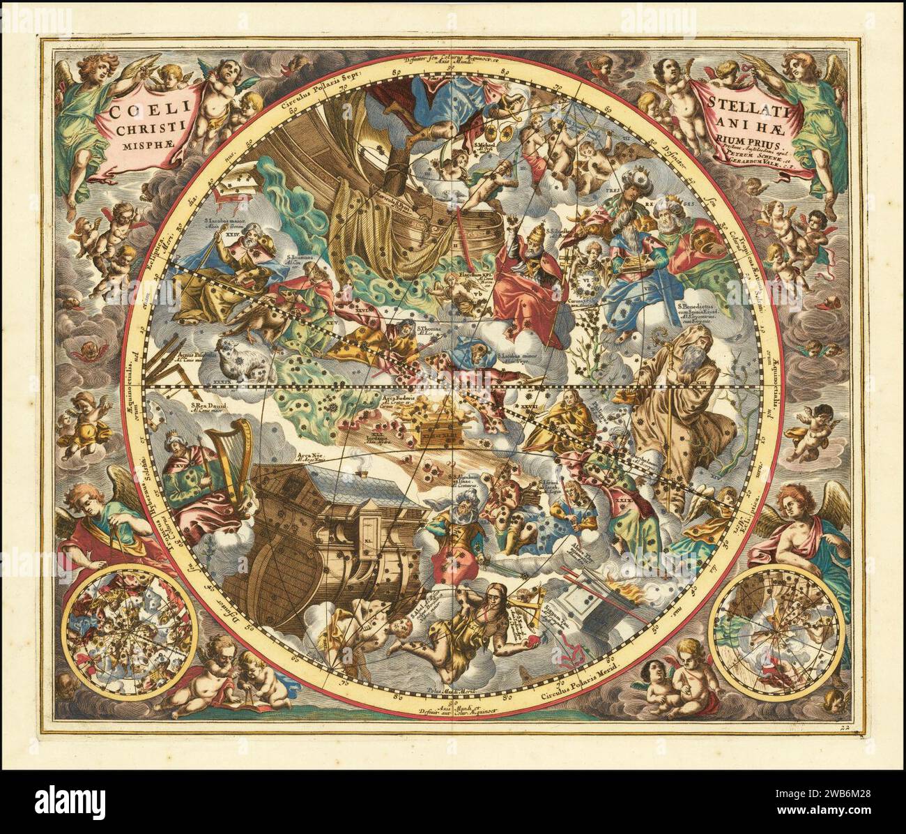 1660 celestial map of constellations according to Christian symbolism ...