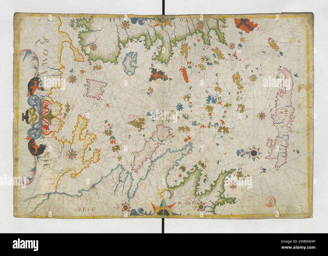 1662 Portolan chart of the Aegean Sea and the Dardanelles by François ...