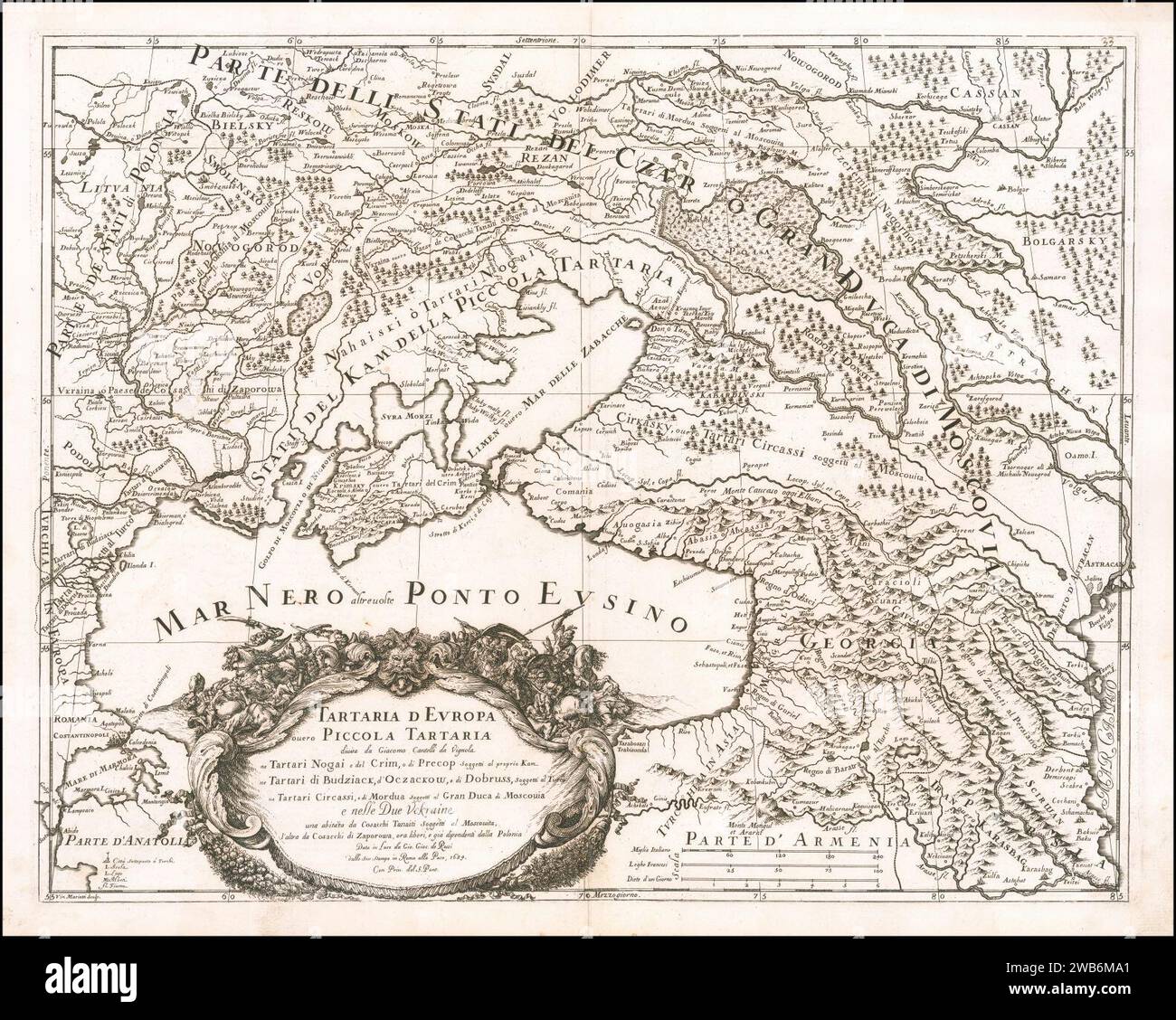 1684 map of Little Tartary by Giacomo Cantelli da Vignola Stock Photo - Alamy