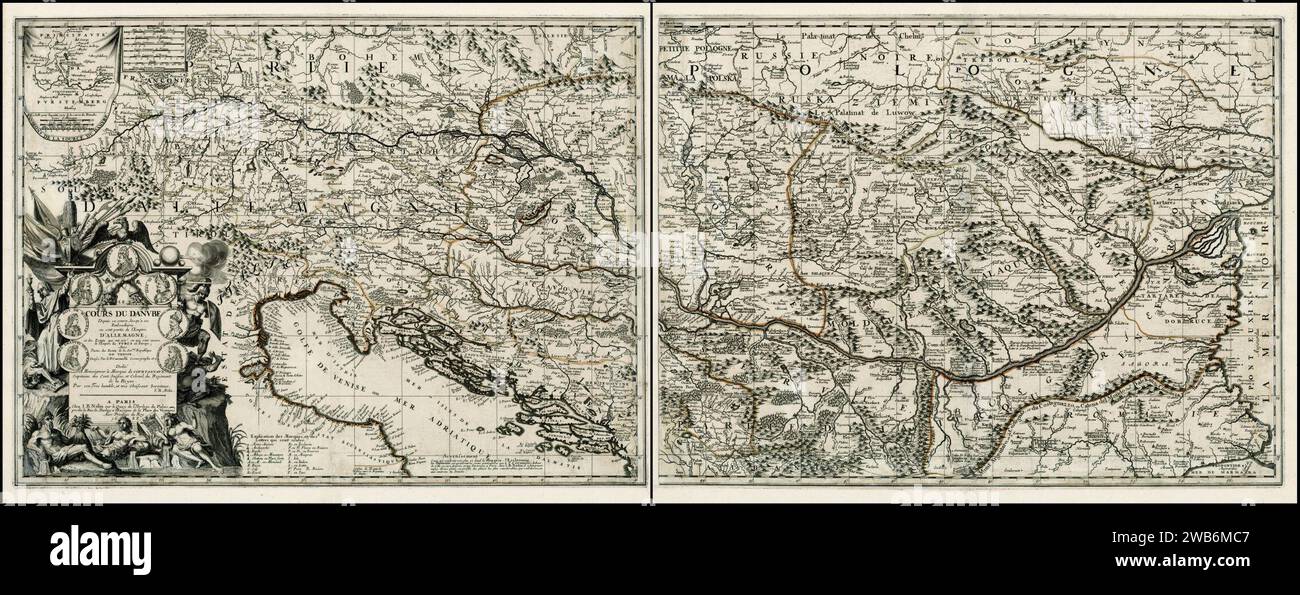 1688 map - Cours du Danube Depuis sa Source jusqu'a ses Embouchures ou ...