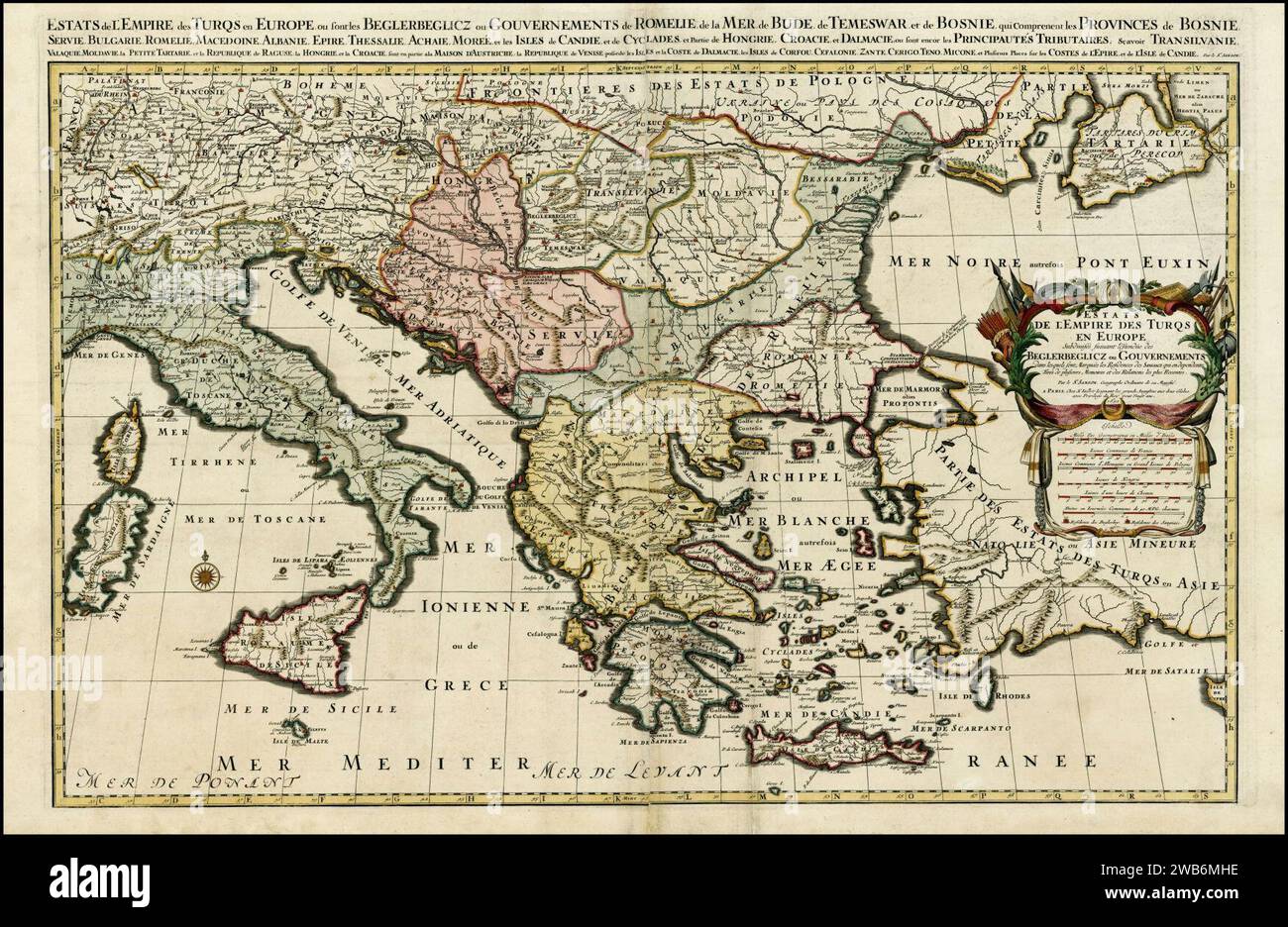 1692 map of the Turkish Empire in Europe by Hubert Jaillot Stock Photo ...