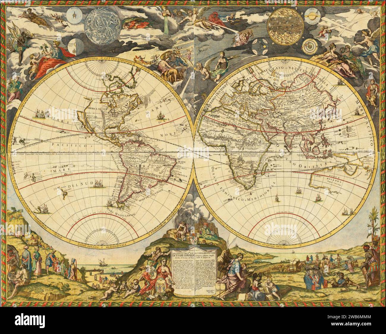 1700 map of the world by Paolo Petrini Stock Photo - Alamy