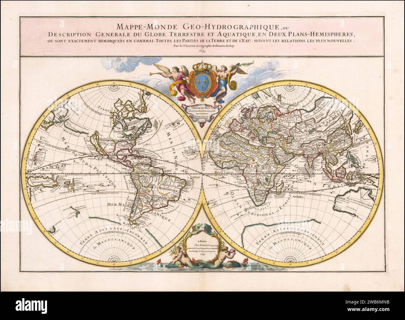 1699 map of the world by Alexis-Hubert Jaillot Stock Photo - Alamy