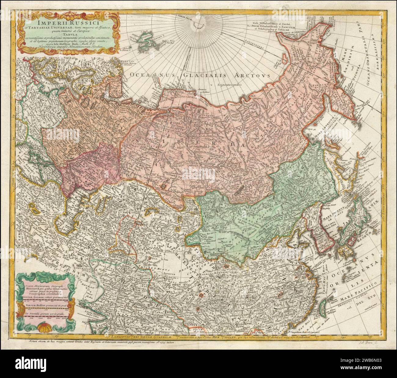 1730 map of Russia and Tartary by Johann Matthias Hase Stock Photo - Alamy
