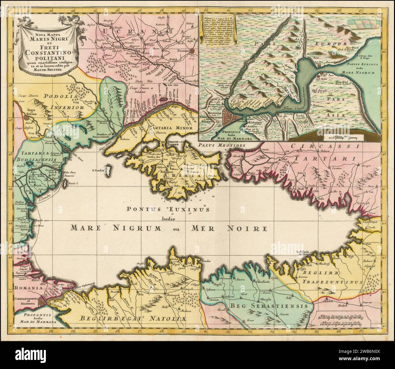 1730 map of the Black Sea by Matthaus Seutter Stock Photo - Alamy