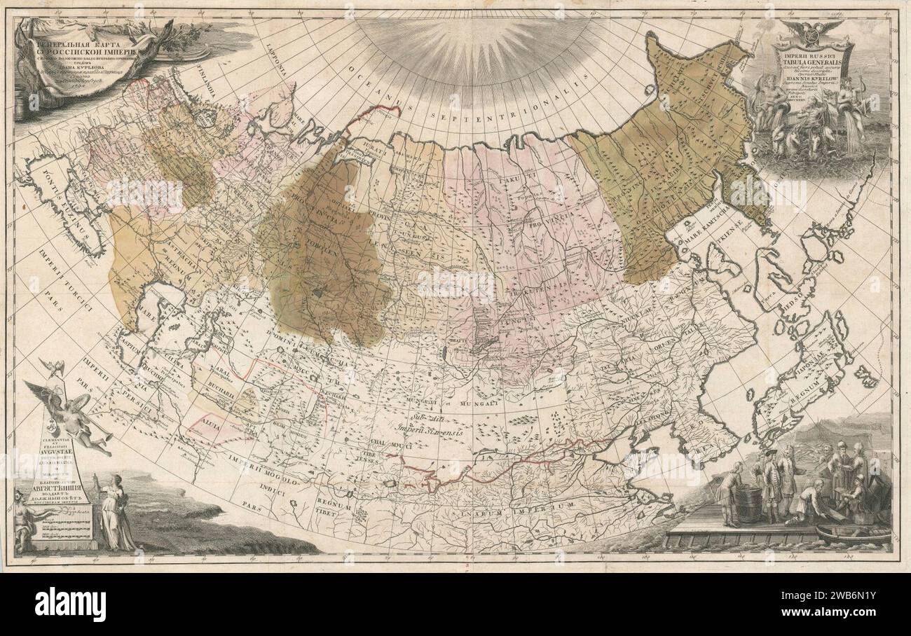 1734 map of the Russian Empire by Ivan Kirilov Stock Photo - Alamy