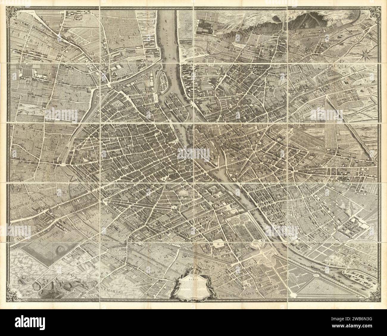 1739 map of Paris by Michel-Étienne Turgot and Louis Bretez Stock Photo ...