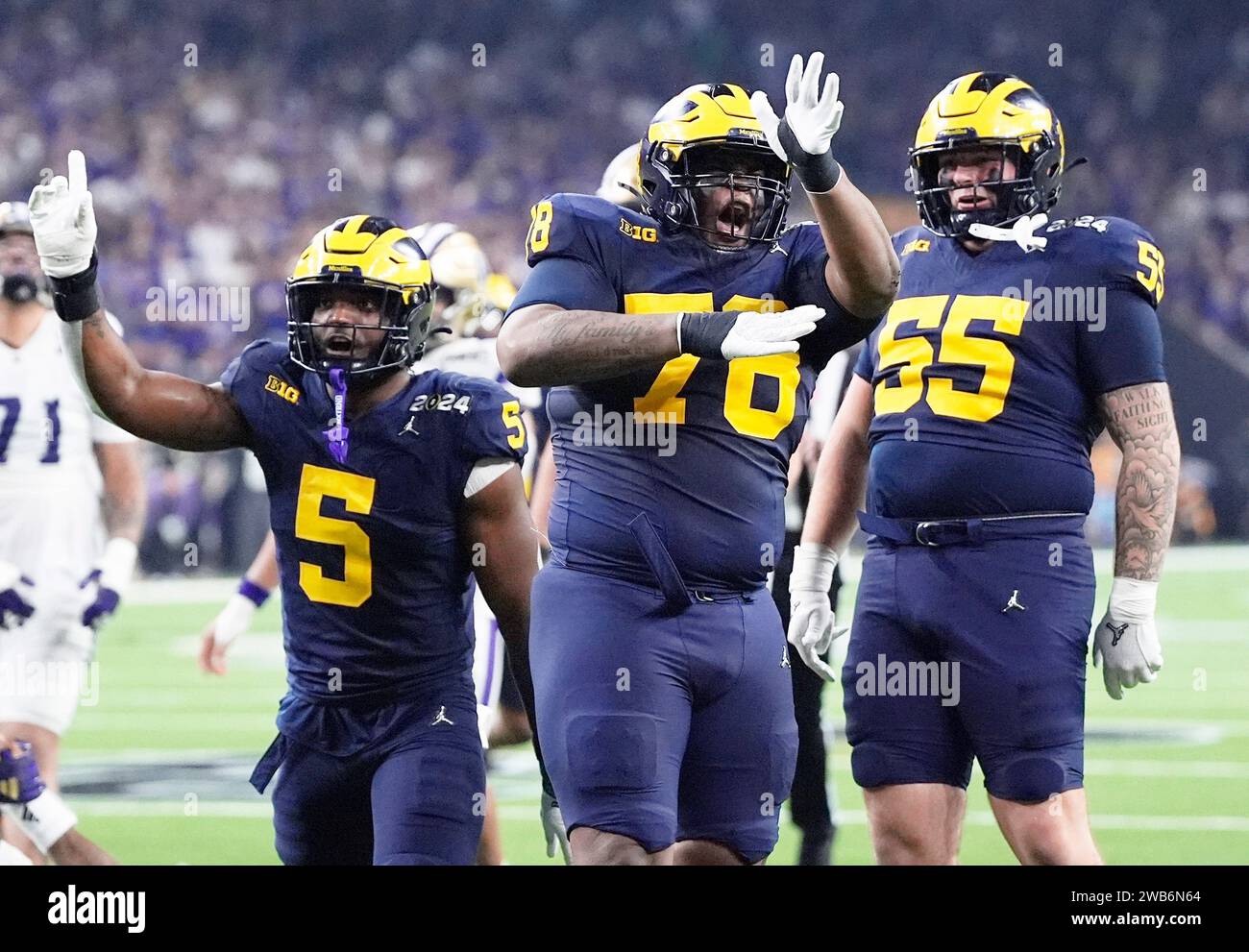 Houston, United States. 08th Jan, 2024. Michigan Wolverines defensive ...