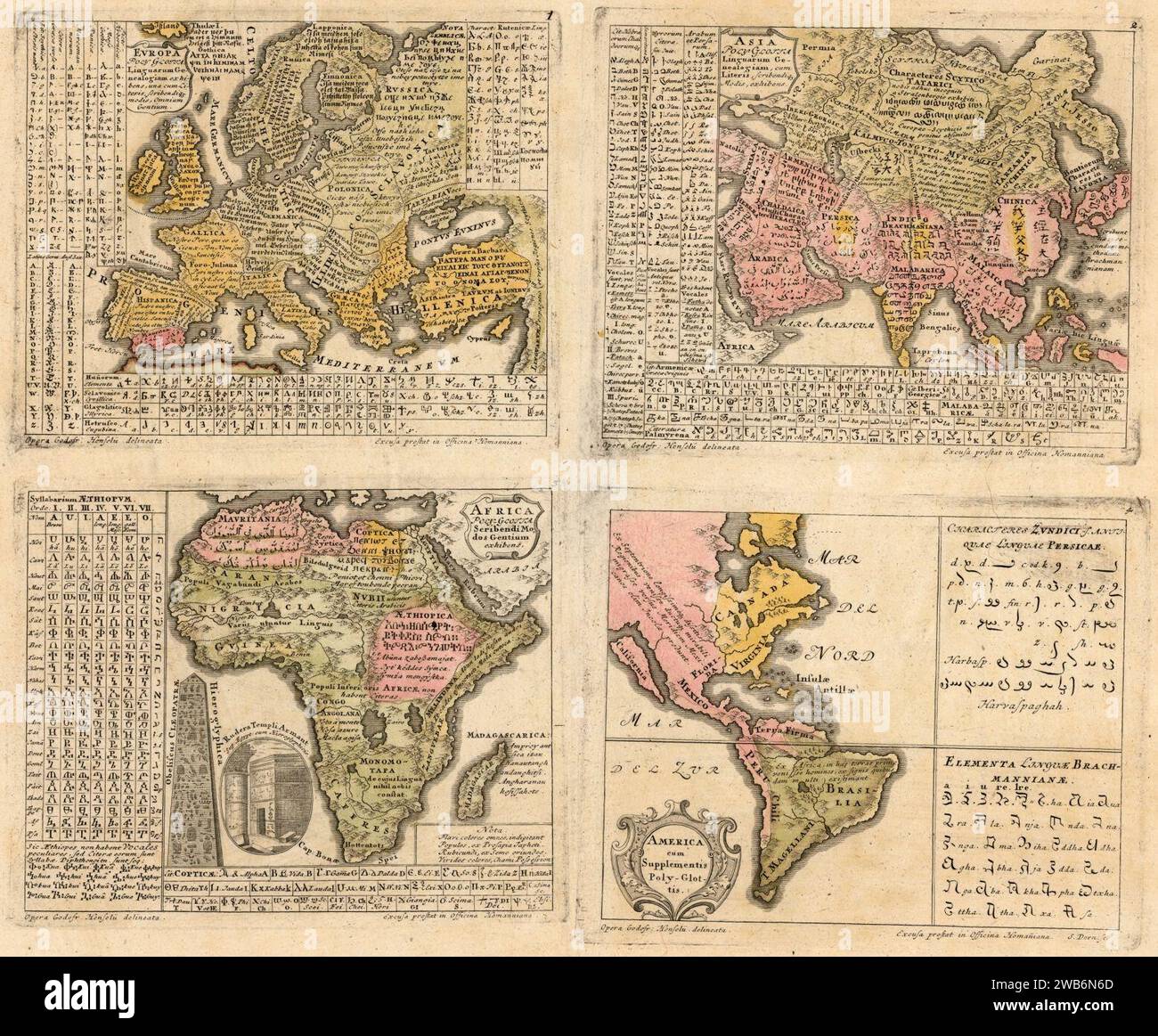 1741 linguistic maps of Europe, Asia, Africa and the Americas by ...