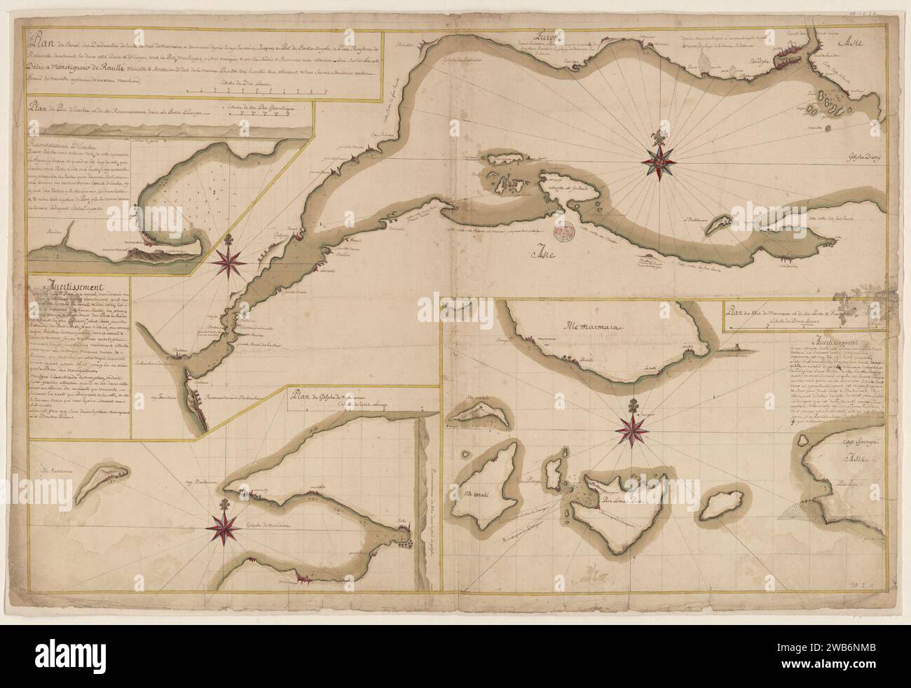 1750 manuscript map - Plan du Canal des Dardenelles, de toute la mer de ...