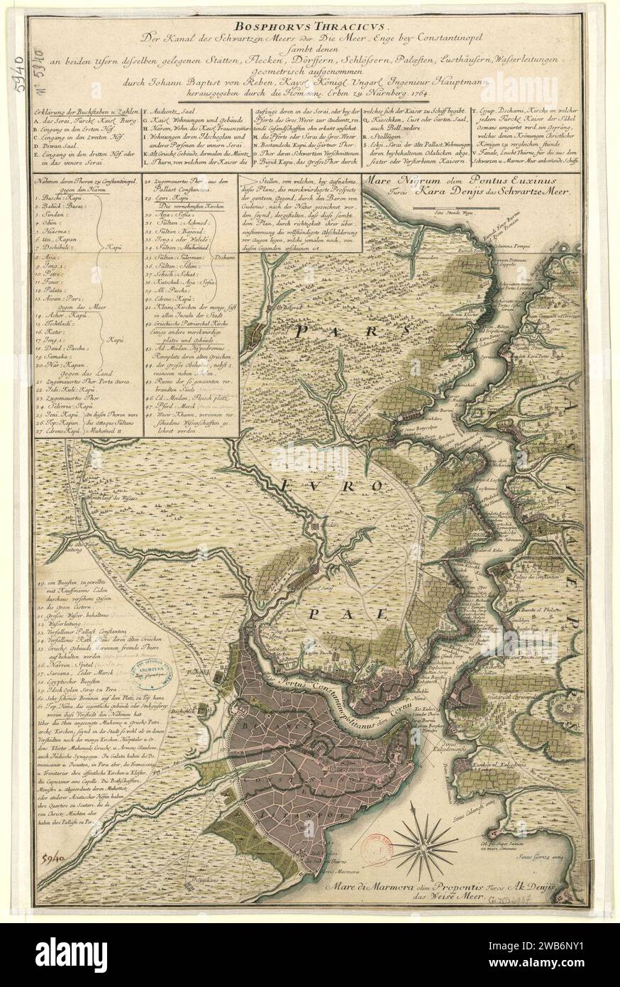 1764 map - Bosphorus Thracicus, der Kanal des Schwartzen Meers oder die ...