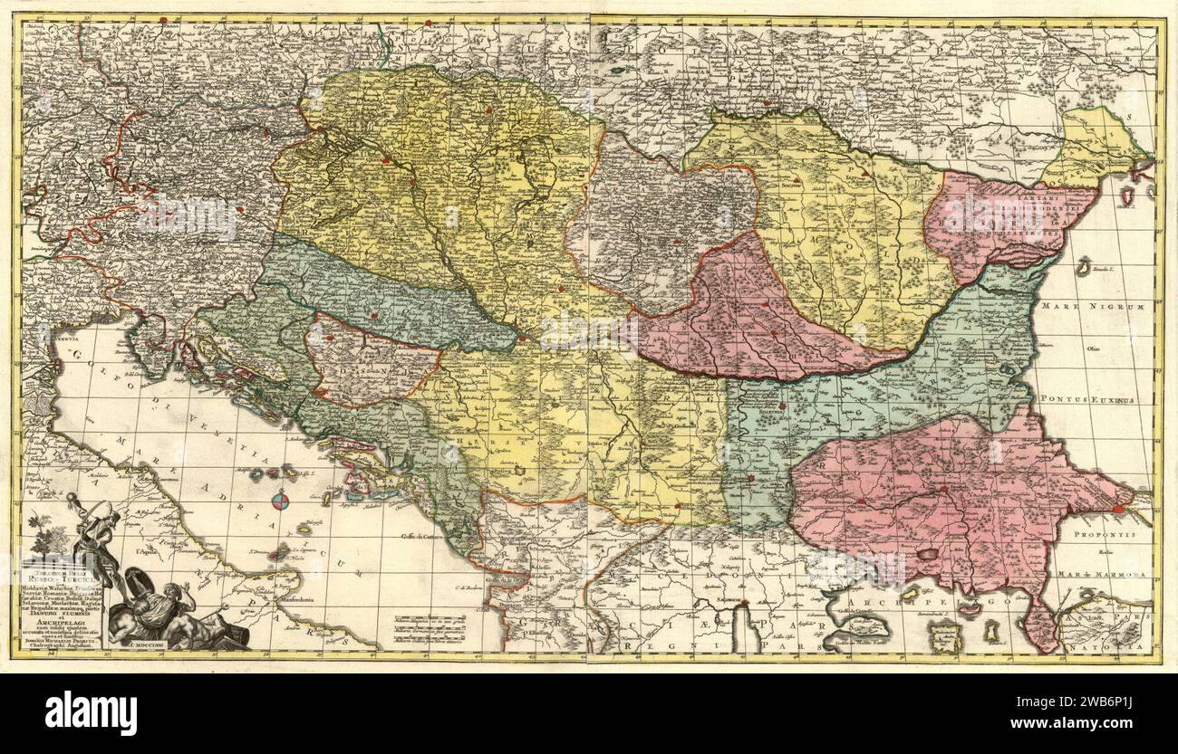 1771 map of the Balkan Peninsula by Johann Michael Probst Stock Photo ...