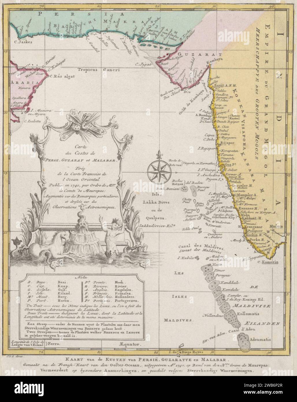 1773 map of the Arabian Sea by Schley Stock Photo - Alamy