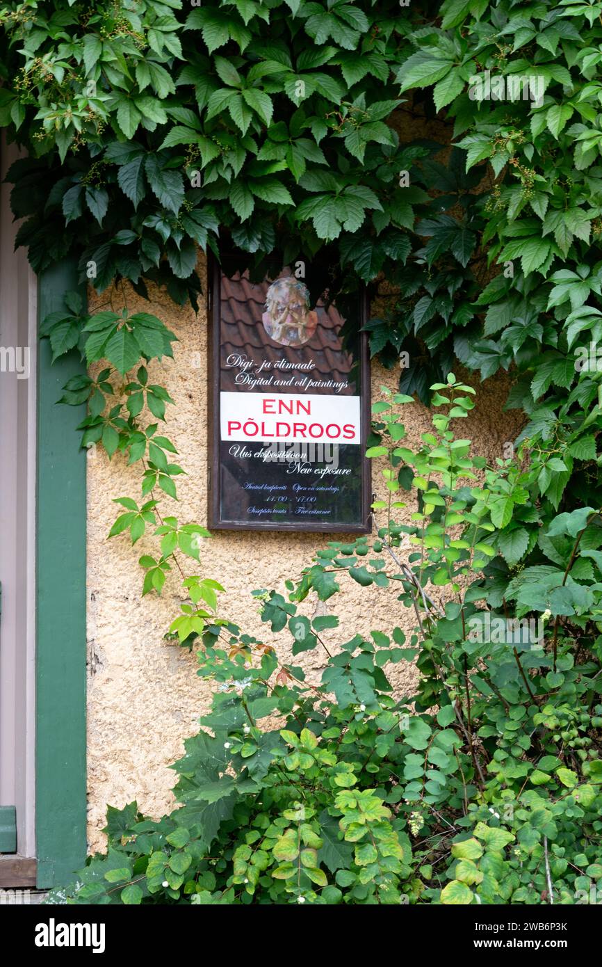 The doors of the Enn Põldroos Museum in Viljandi, Estonia, half-hidden ...