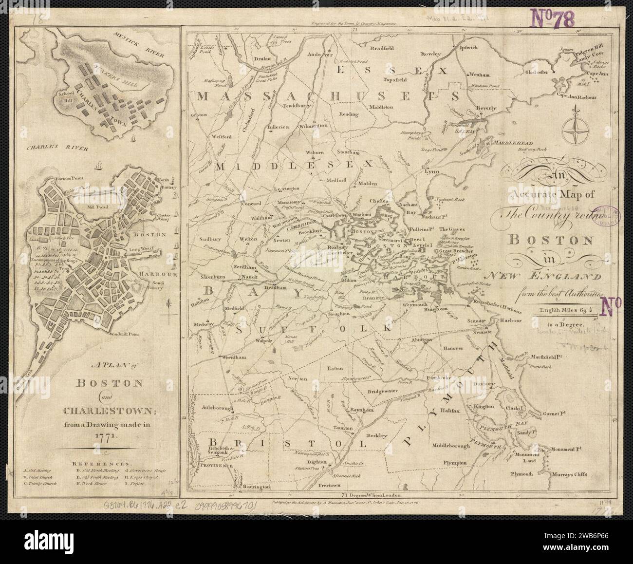 Map of boston 1776 hi-res stock photography and images - Alamy