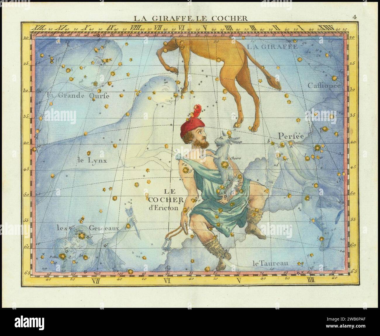 1776 star chart of the constellations Camelopardal & Auriga and ...
