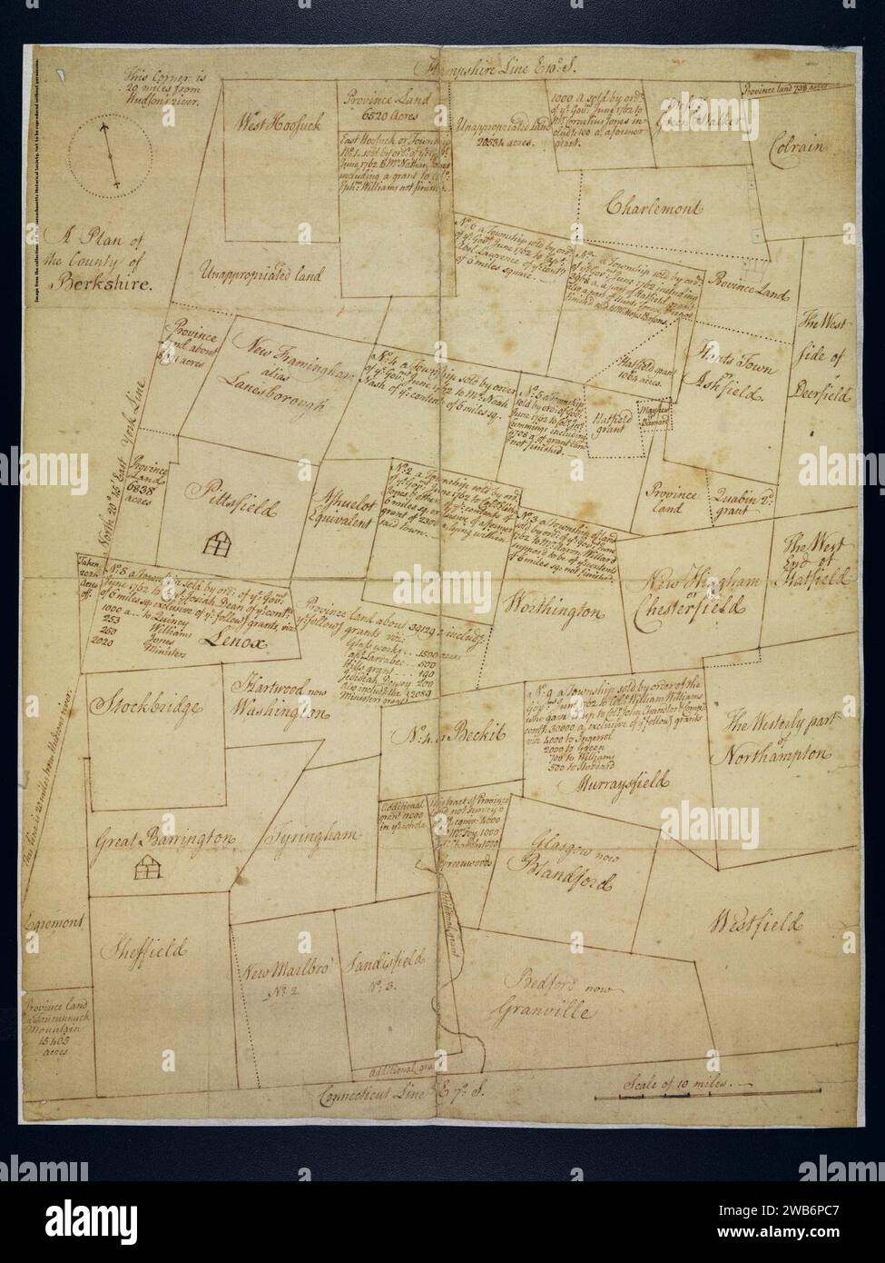 1777 Manuscript plan of Berkshire County (Mass Stock Photo - Alamy