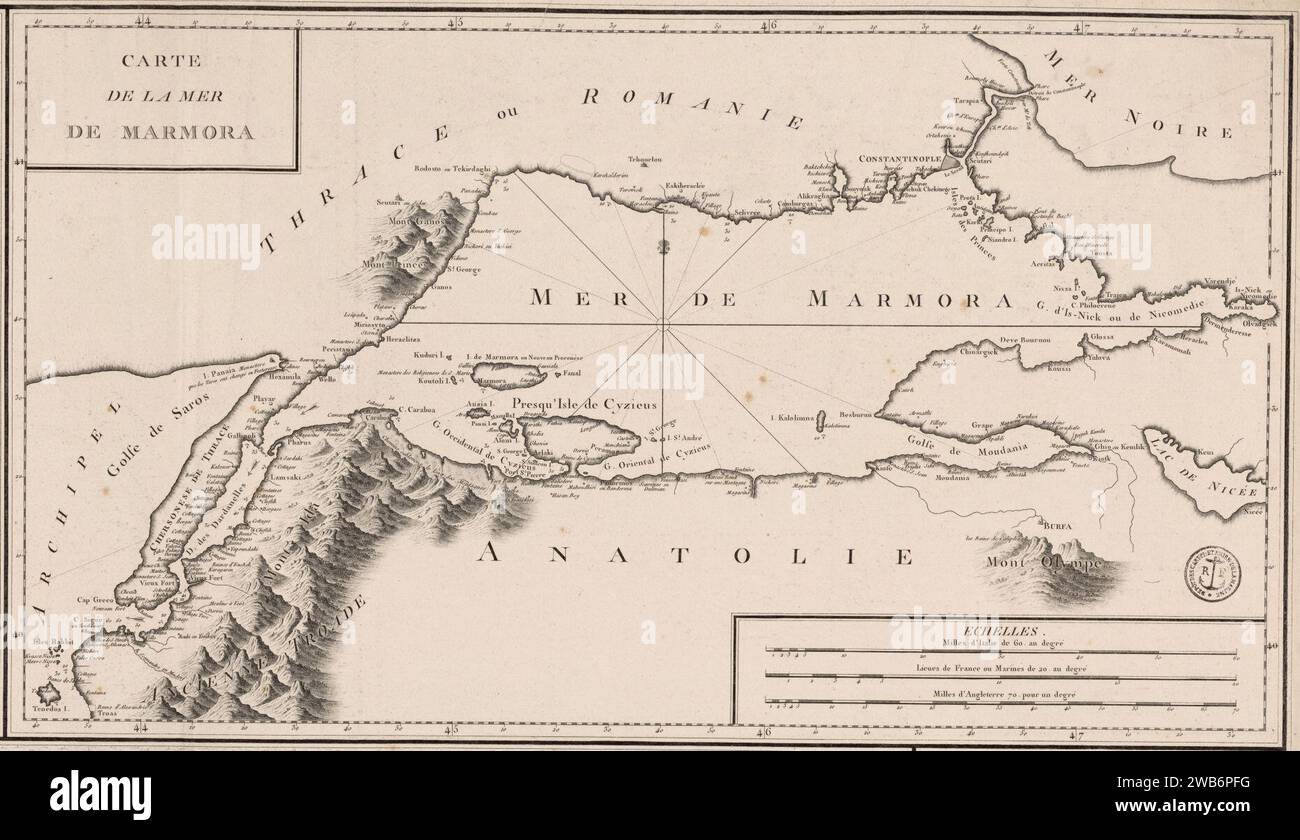 1785 - Carte de la Mer de Marmora (cropped Stock Photo - Alamy