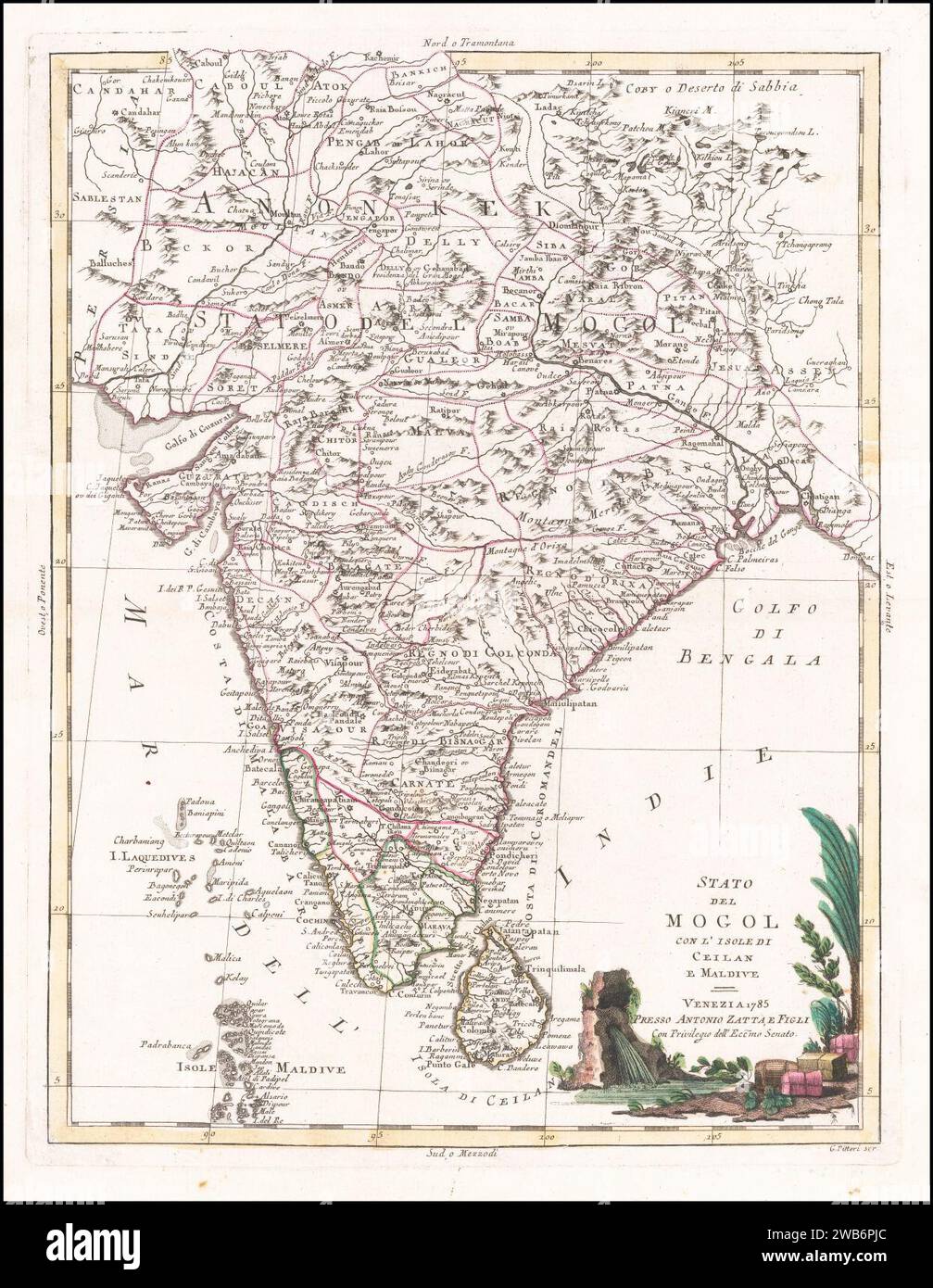 1785 map of India and Sri Lanka by Antonio Zatta Stock Photo - Alamy