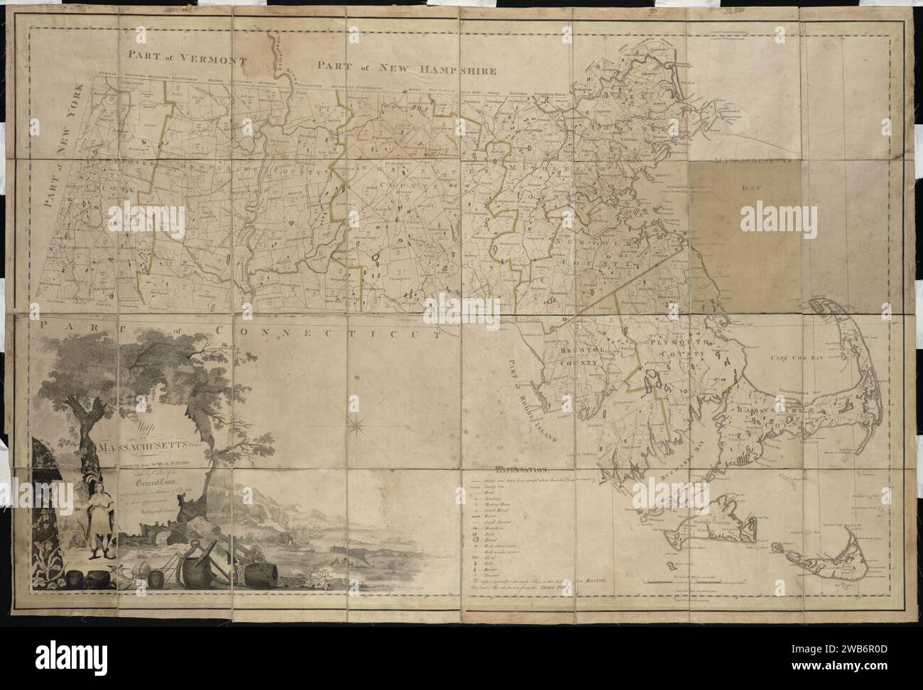1801 Map of Massachusetts proper by Osgood Carleton, Samuel Hill ...