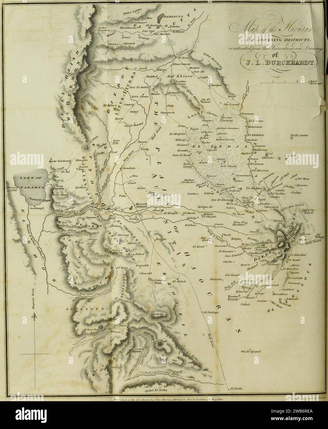 1822 Burckhardt map of the Hauran Stock Photo - Alamy