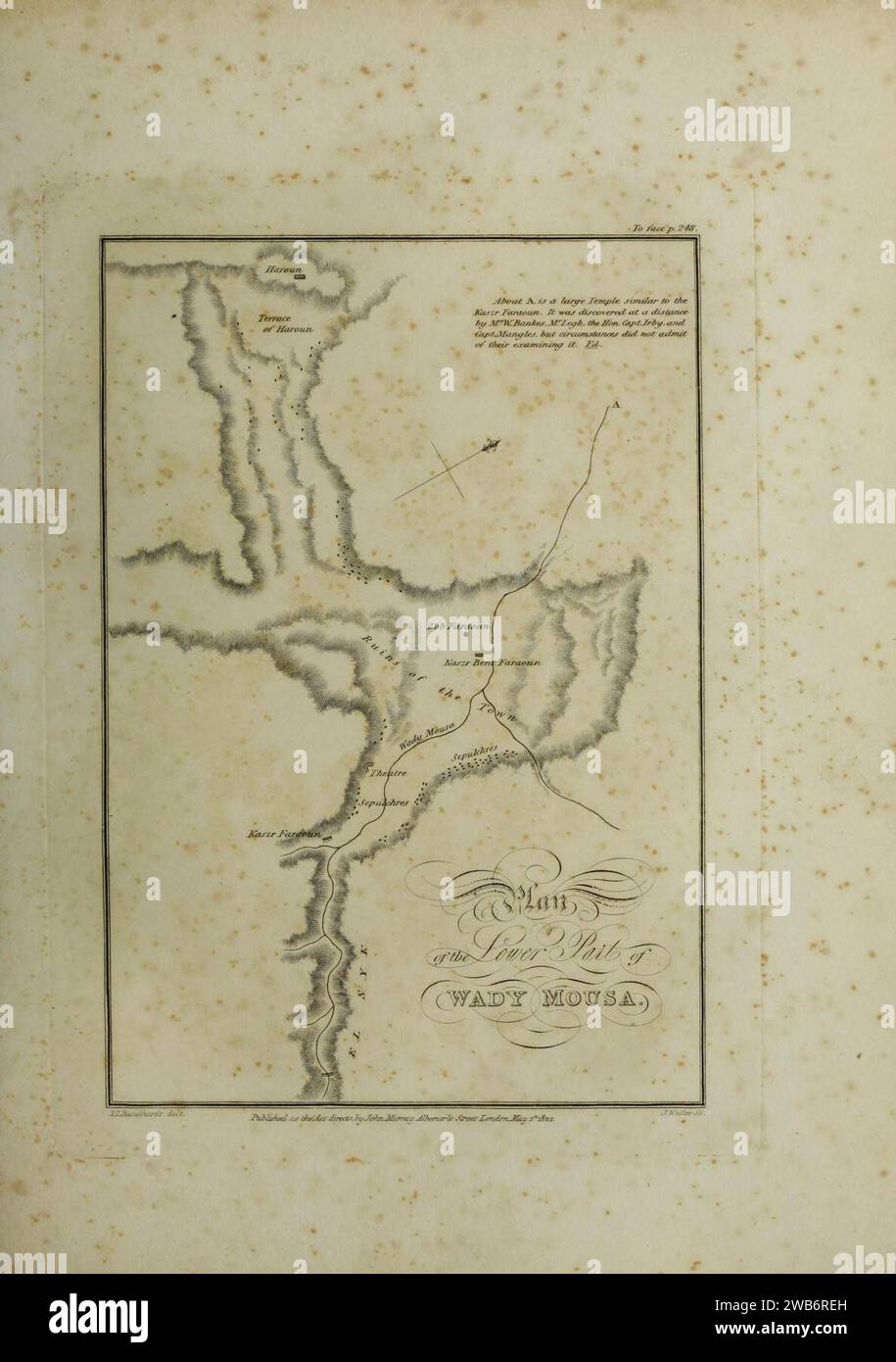 1822 Burckhardt map of Wady Musa (Petra Stock Photo - Alamy