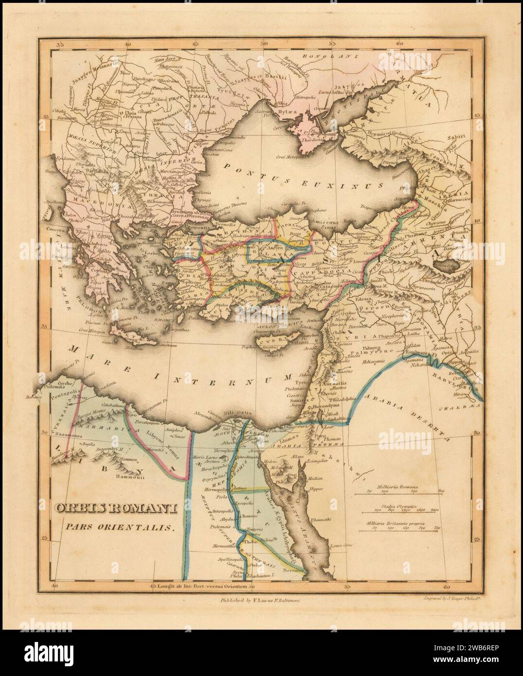 1823 map of the Eastern Part of the Roman Empire by Fielding Lucas, Jr ...