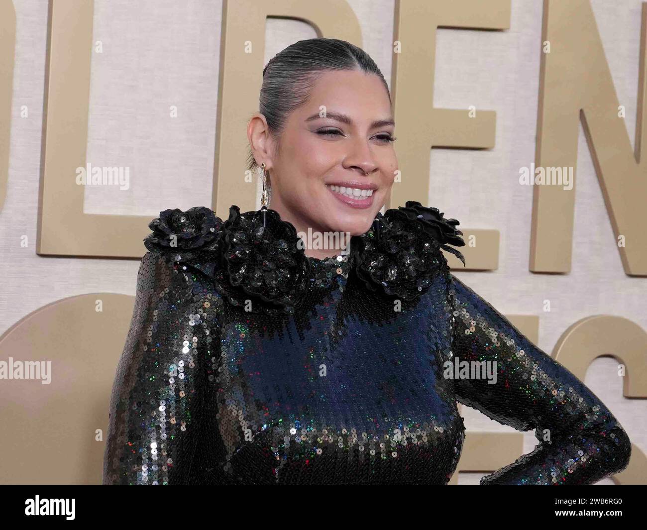 Cara Jade Myers attends the arrivals of The 81st Annual Golden Globe ...