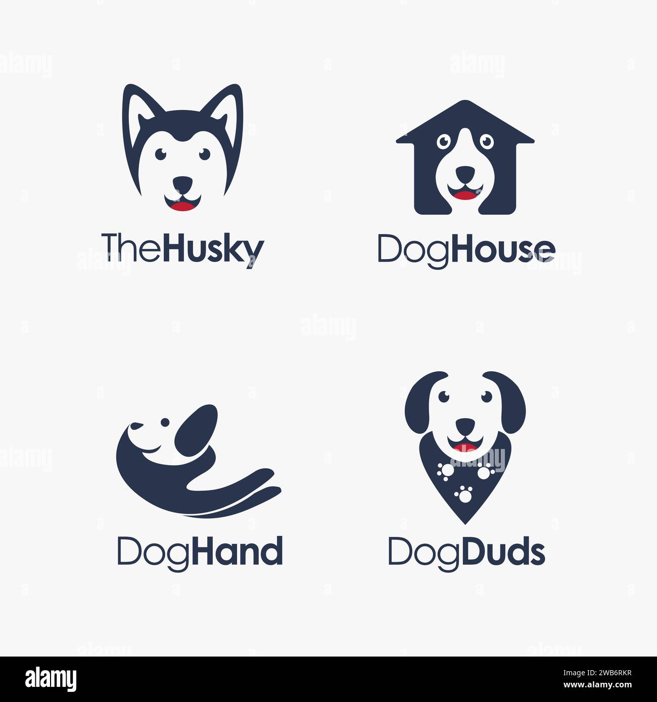 Minimalist dog logo set on negative space style Stock Vector Image ...