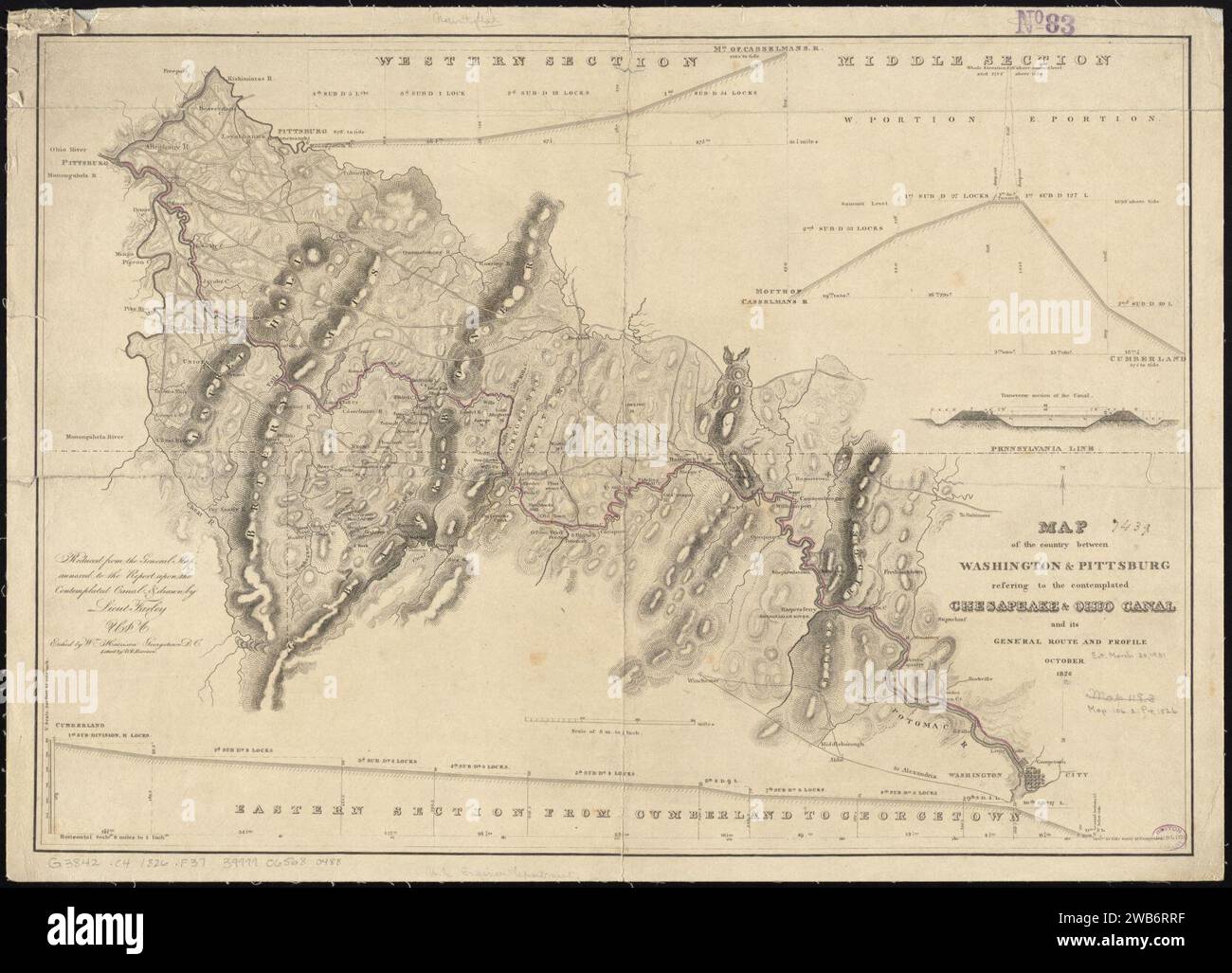 1826 Map of the country between Washington & Pittsburg refering to the ...