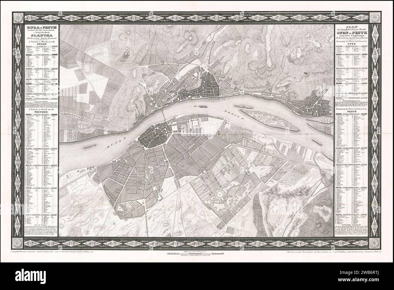 1828 map of Buda and Pest Stock Photo - Alamy