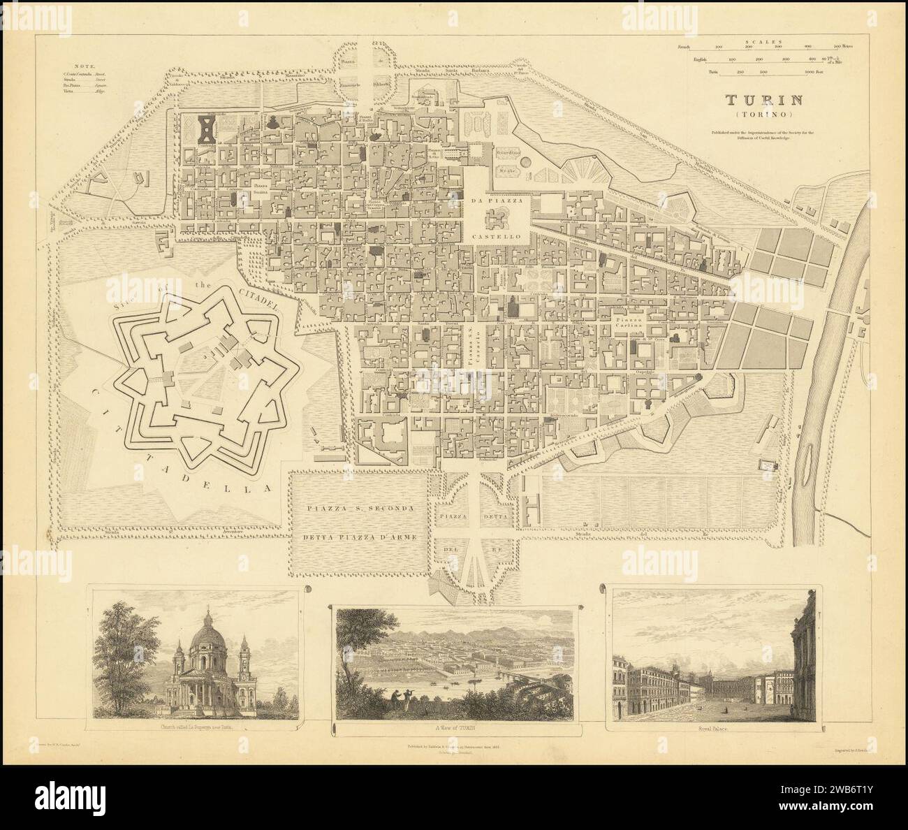 1833 map of Turin Stock Photo - Alamy