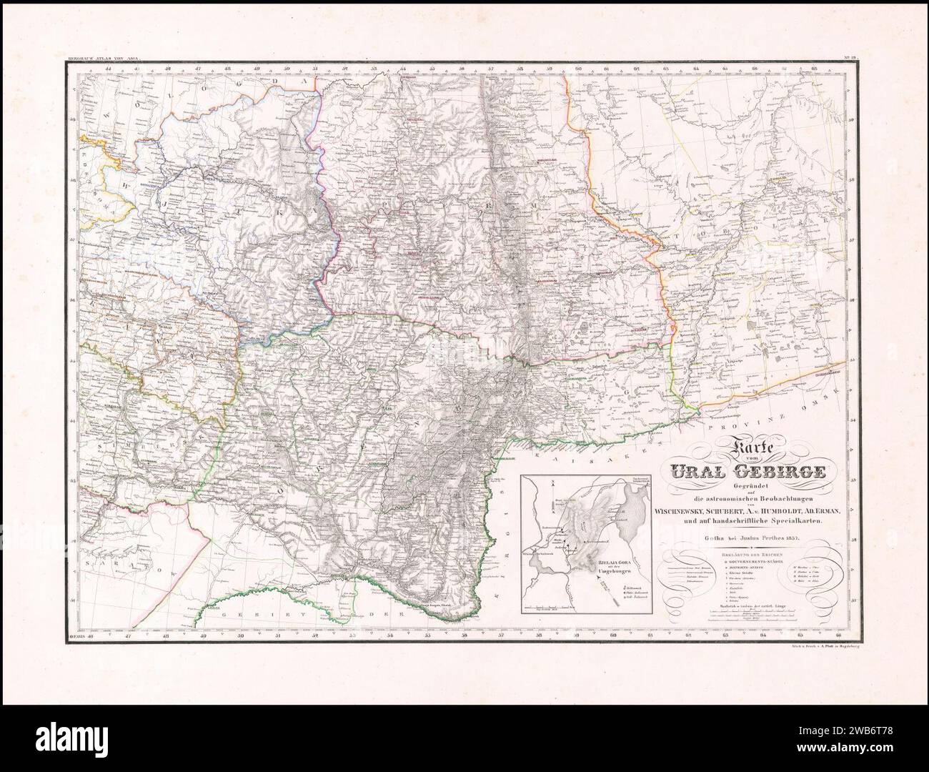 1837 map of the Ural region by Justus Perthes Stock Photo - Alamy