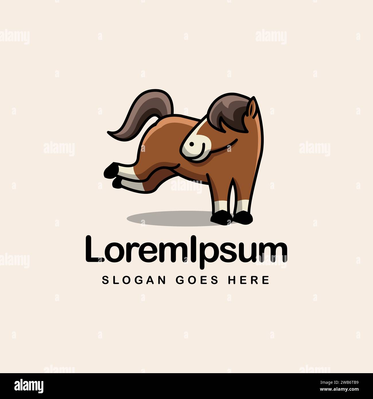 Fun playful Pony horse cartoon mascot logo vector illustration template ...