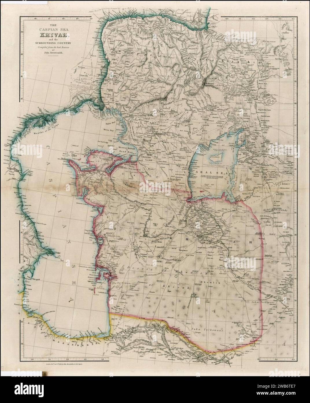 1842 map of the Caspian Sea, Khivah and the surrounding country by John ...