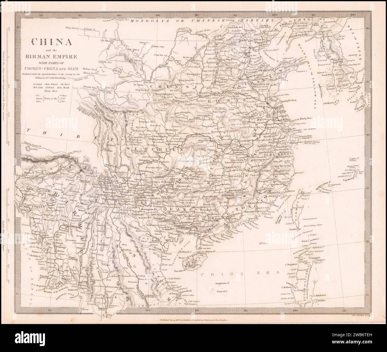 1843 map of China and the Birman Empire wih parts of Cochin-China and ...