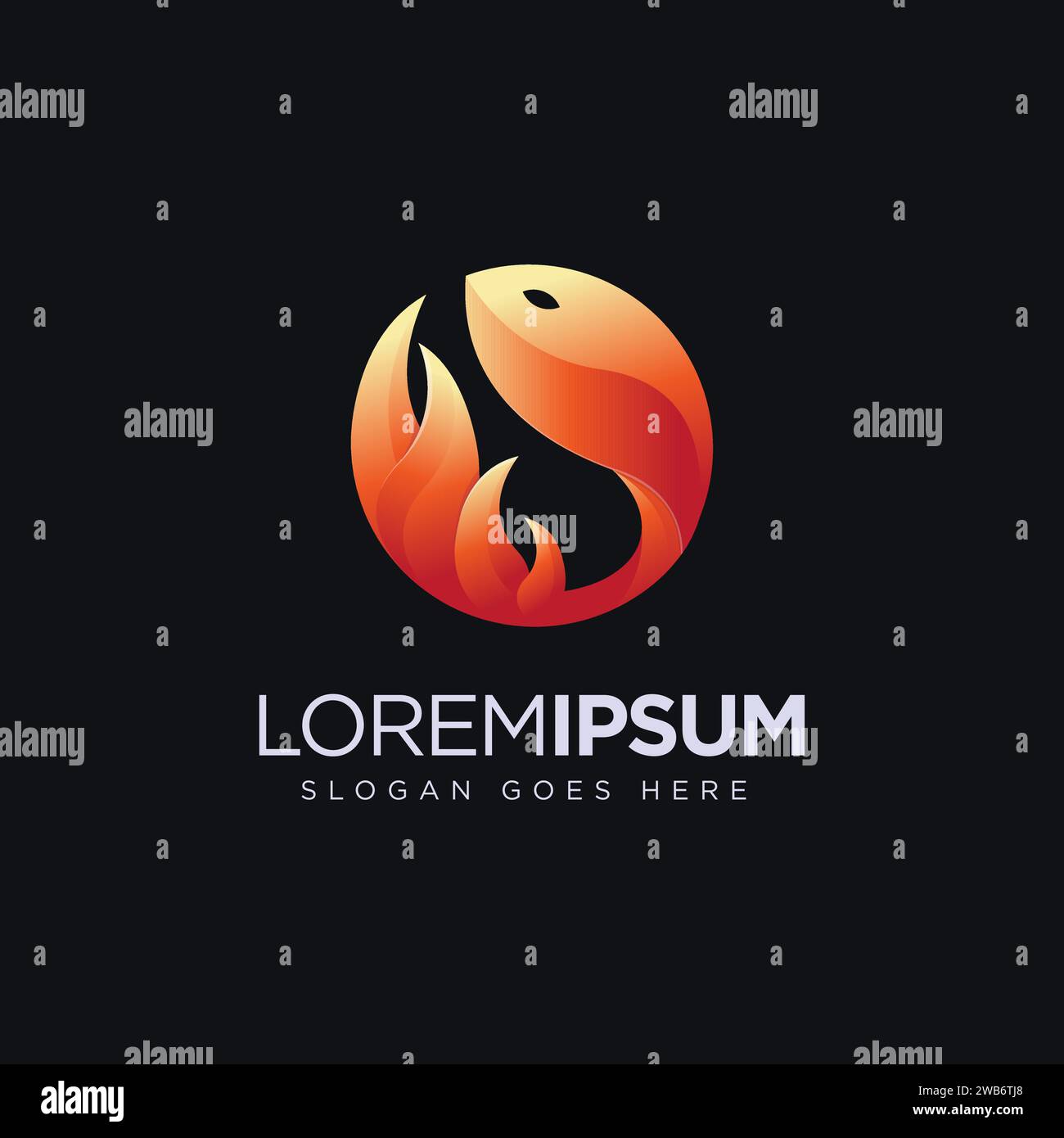 Geometric fire fish logo icon with golden ration drawing style Stock ...