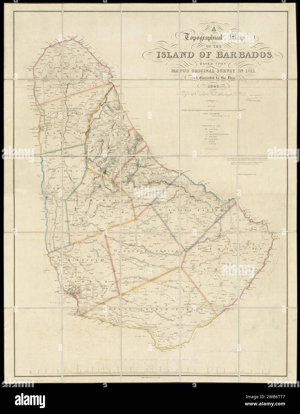 1847 A topographical map of the island of Barbados, based upon Mayo's ...