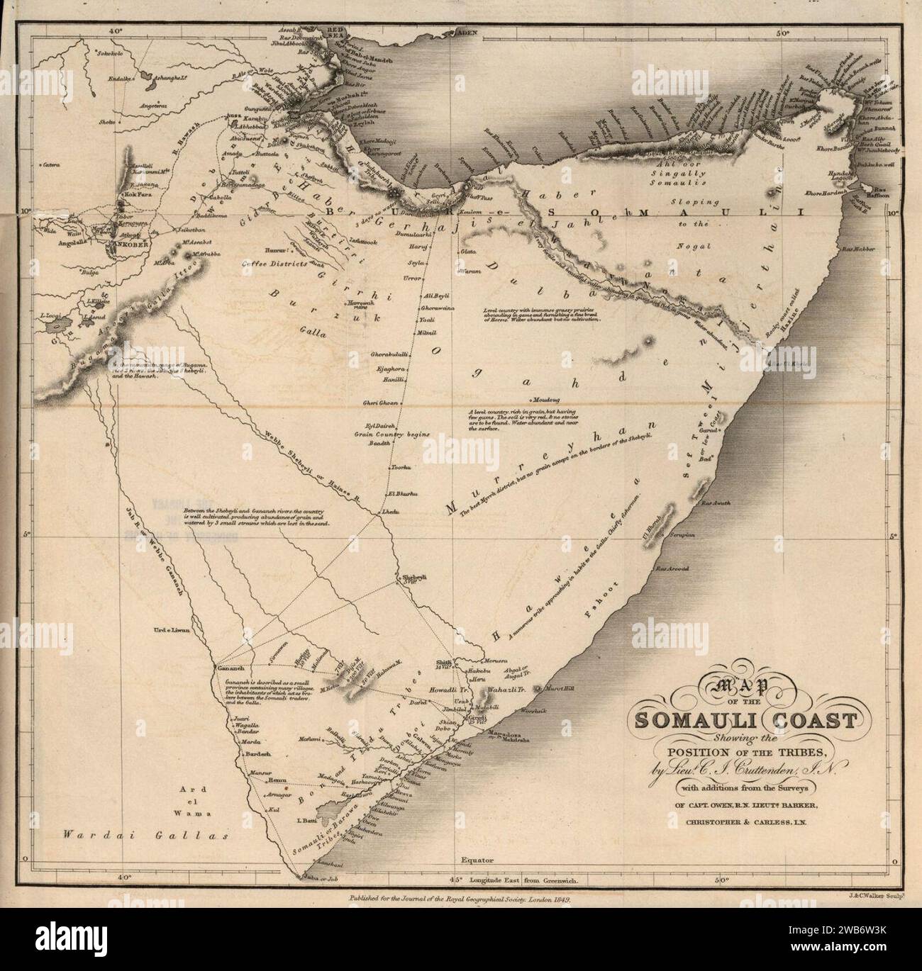 1849 Map of the Somali Coast Stock Photo - Alamy