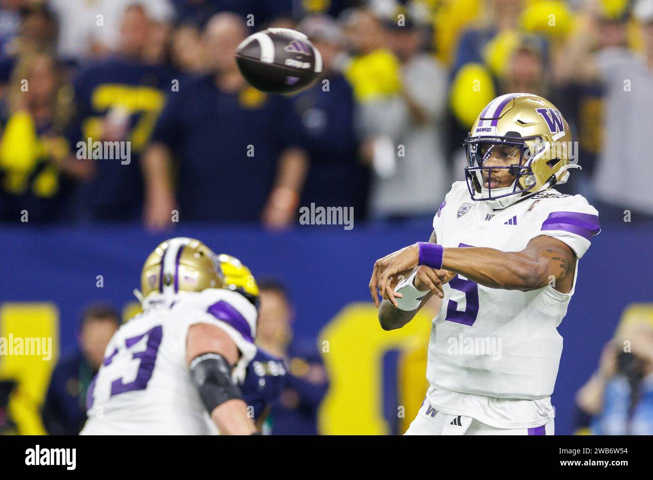 January 08, 2024: Washington quarterback Michael Penix Jr. (9) passes the ball during College ...