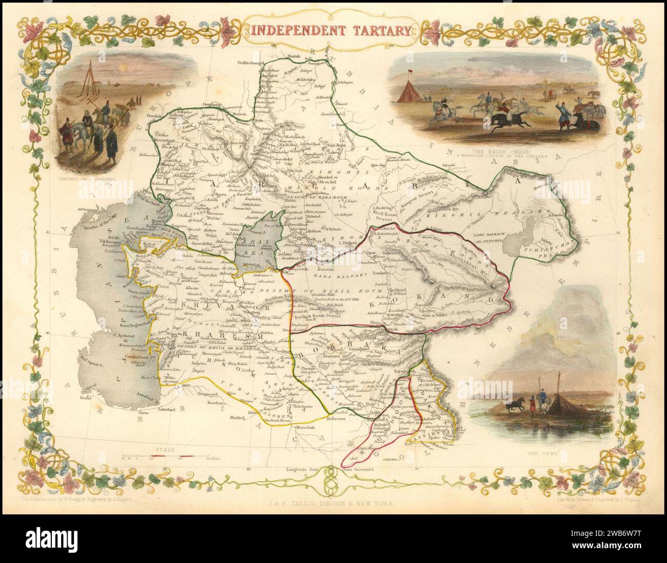 1851 map of Independent Tartary by John Tallis Stock Photo - Alamy