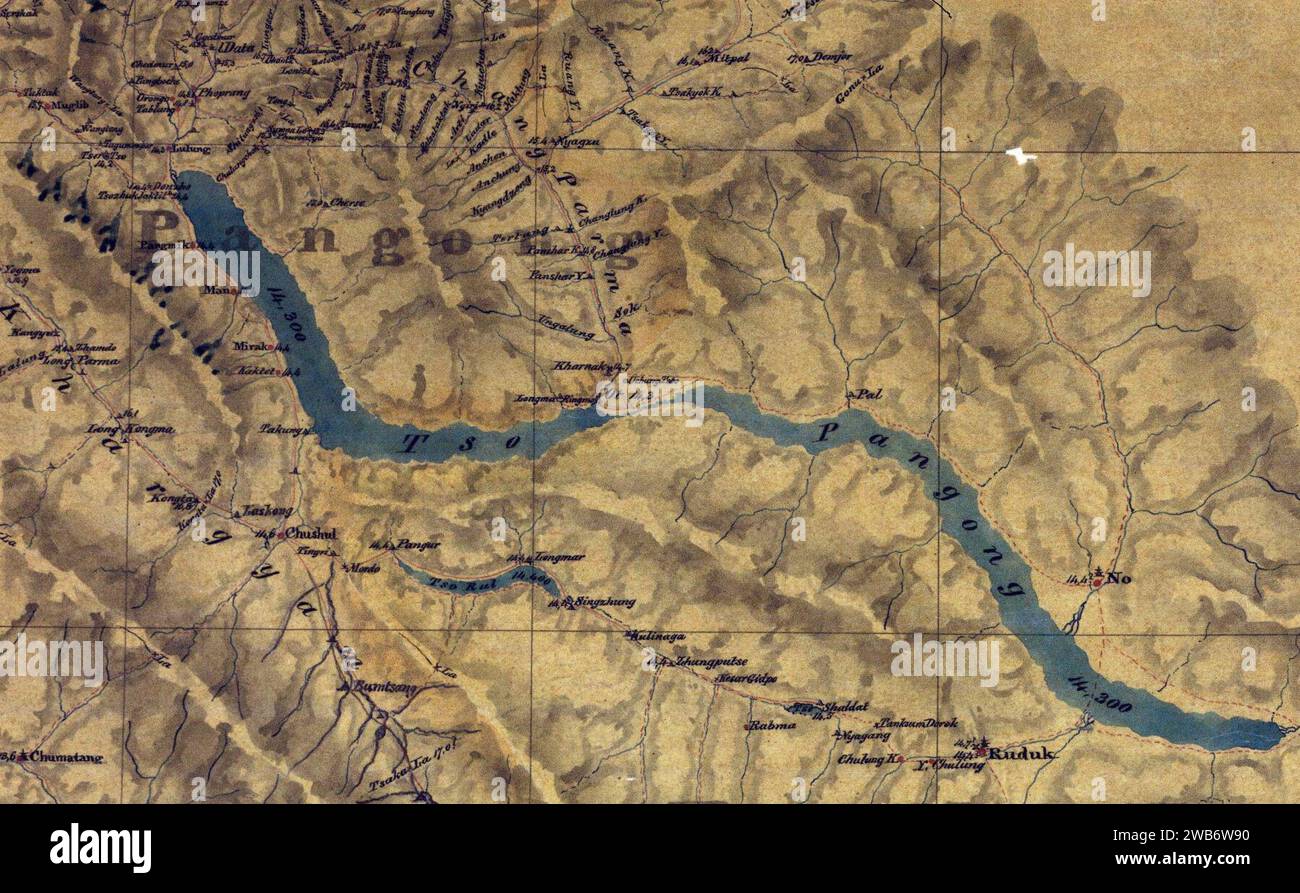 Map of pangong lake hi-res stock photography and images - Alamy