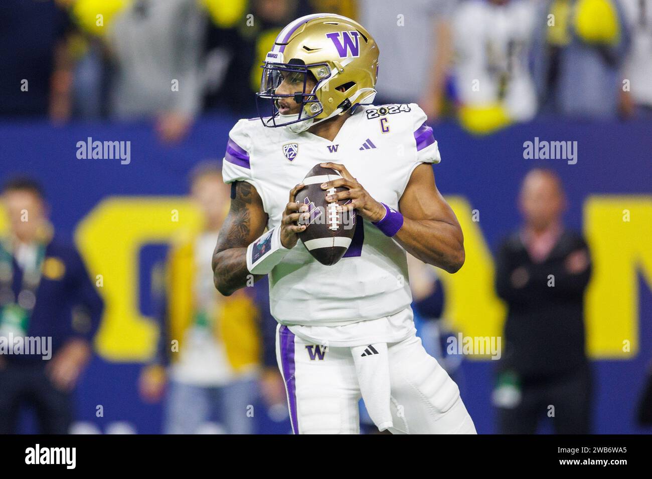 January 08, 2024: Washington quarterback Michael Penix Jr. (9) passes ...