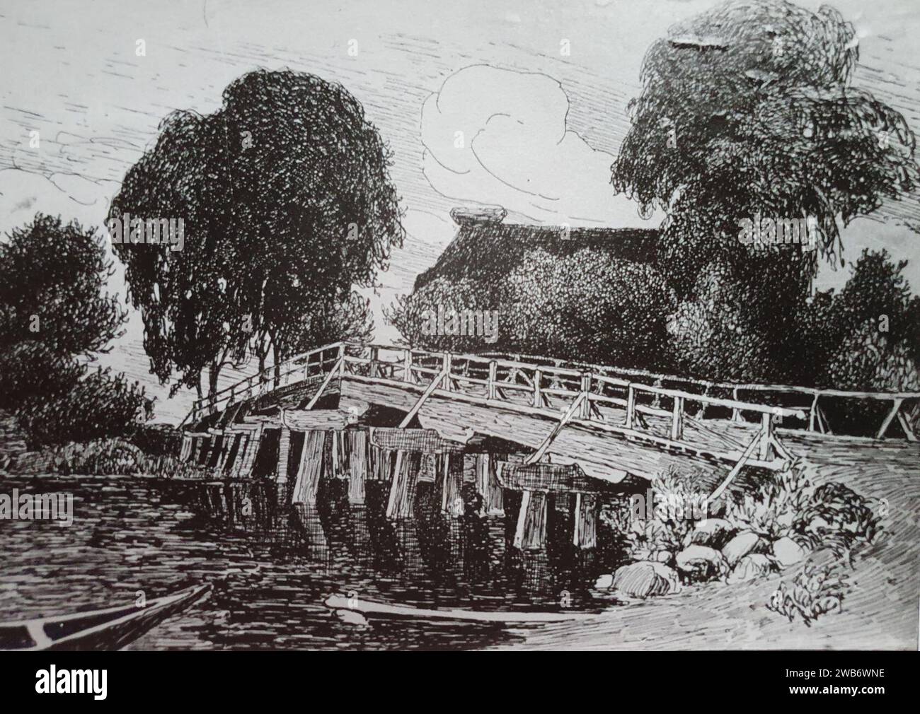 1855 - 1890 Alte Ilmenau Brücke und Wohnhaus Nr. 16 Oldershausen ...