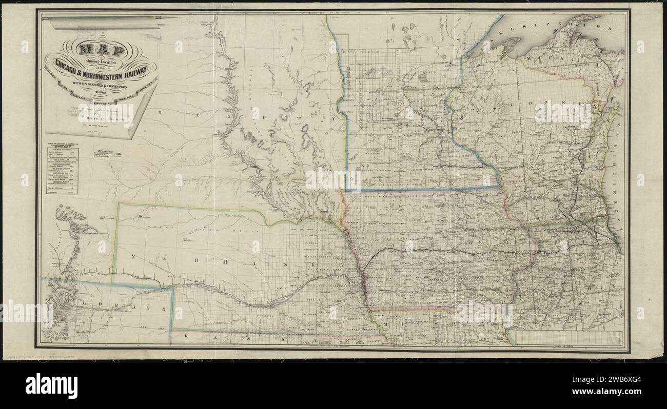 1863 Map showing location of the Chicago & Northwestern Railway with ...